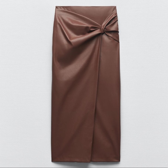 Zara | Skirts | Zara Faux Leather Pareo Knot Skirt | Poshmark